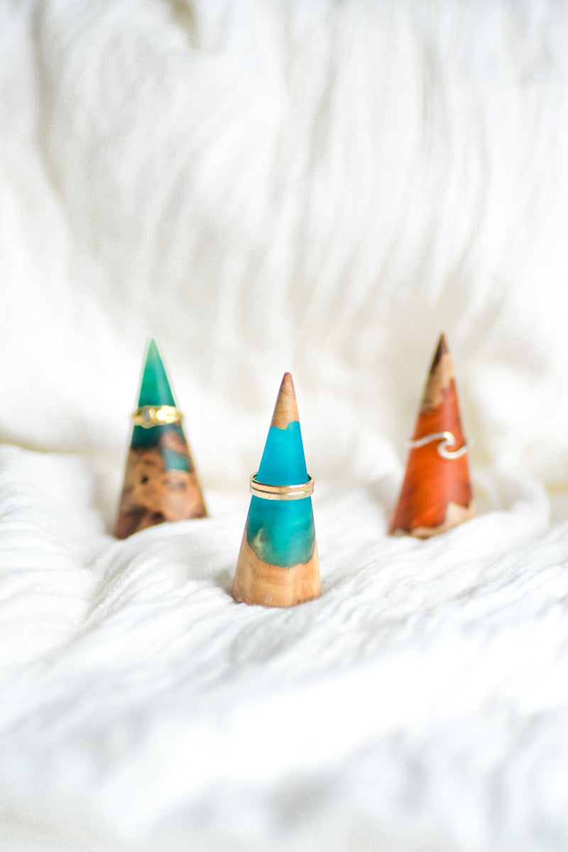 Wood and Resin Ring Cone - Blue – River Timber Designs